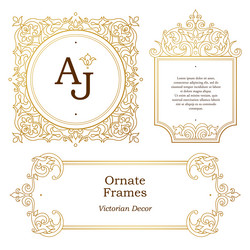 Set with golden vignettes in victorian style Vector Image