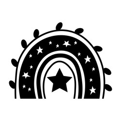Black and white boho rainbow in hand drawn style Vector Image