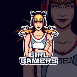 Cheers girl gamers mascot template Royalty Free Vector Image