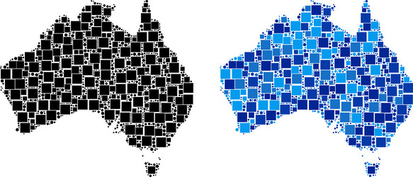 Blue dot australia map Royalty Free Vector Image