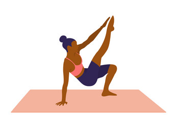 Woman doing exercise with single leg hip rotation Vector Image