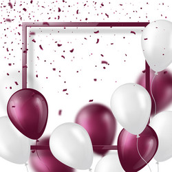3d balloons with confetti and frame Royalty Free Vector