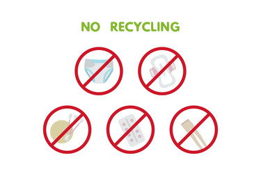 Red bin for no recycling trash Royalty Free Vector Image
