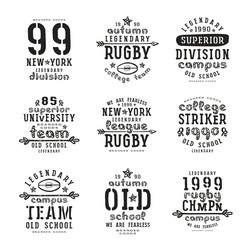 Set of badges college rugby team Royalty Free Vector Image