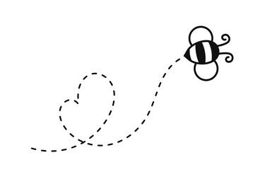 Bee flying path a flying in a dotted line Vector Image