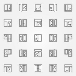 Window blue icons set - open windows Royalty Free Vector