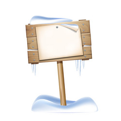 Wooden sign in snow Royalty Free Vector Image - VectorStock