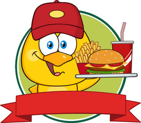 Chef yellow chick cartoon character Royalty Free Vector