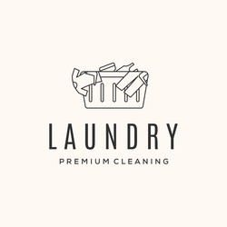 Laundry wash line art logo minimalist Royalty Free Vector