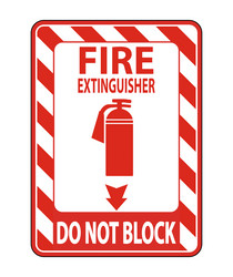 Fire extinguisher do not block floor sign Vector Image