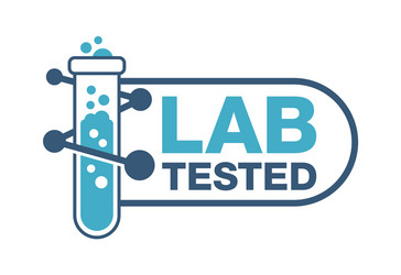 Lab tested flat signs with test tube Royalty Free Vector