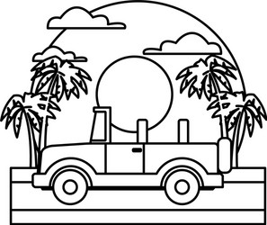 Suv sport vehicle in the forest Royalty Free Vector Image