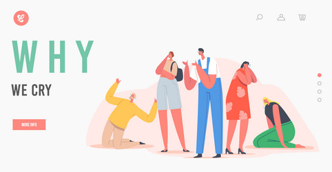 Depression landing page template crying male Vector Image