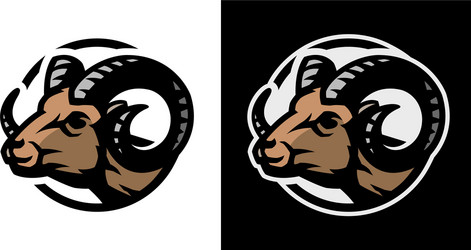 Ram head logo on a light and dark background Vector Image
