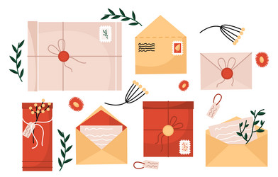 Set of travel post stamp famous landmark mail Vector Image