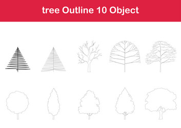 Tree line drawing side view graphics Royalty Free Vector