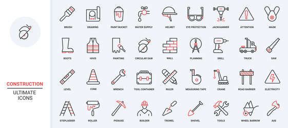 Building construction and repair red black thin Vector Image