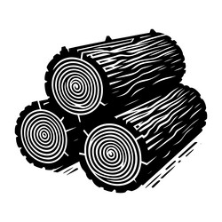 Wood log stack silhouette isolated on white Vector Image