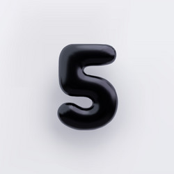 3d black number 7 with a glossy surface on a white