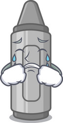 Crying orange crayon in cartoon shape Royalty Free Vector