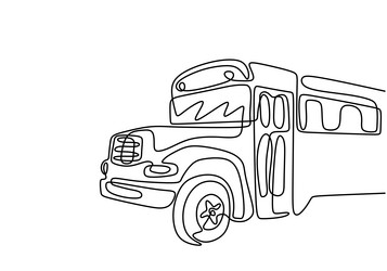 Bus one line drawing public transport Royalty Free Vector