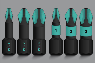 Screwdriver bits impact driver torsion bits Vector Image