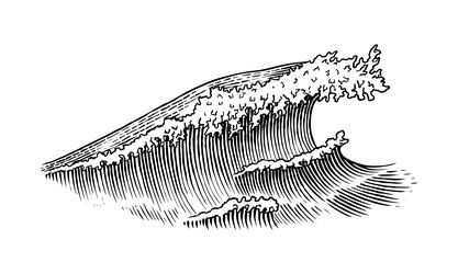 Atlantic tidal waves vintage old engraved hand Vector Image