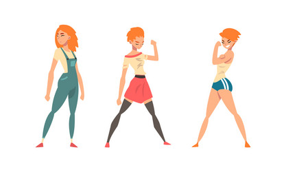 Young woman standing in brave pose feeling Vector Image