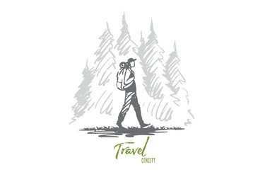 Backpack hiking poster set Royalty Free Vector Image