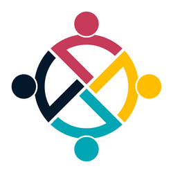 Group four people logo handshake Royalty Free Vector Image