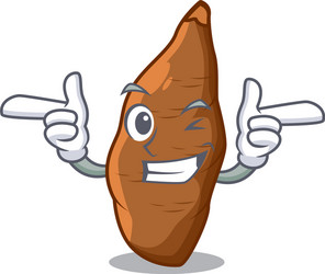 Thumbs up cassava root on the plate cartoon Vector Image