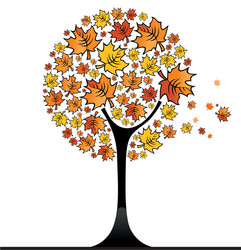 Decorative tree silhouette in autumn with leaves Vector Image