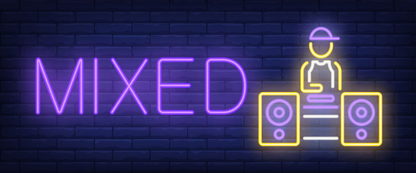 Dj night neon text with equalizer Royalty Free Vector Image