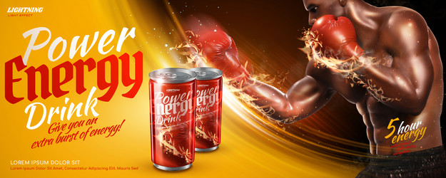 Power energy drink ads Royalty Free Vector Image