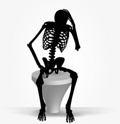 Skeleton silhouette in thinking pose Royalty Free Vector