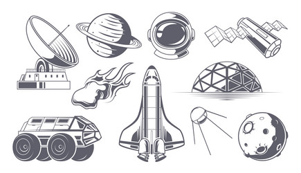 Space collection Royalty Free Vector Image - VectorStock