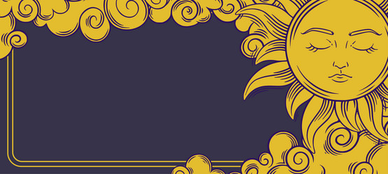Tarot banner with moon and sun golden frame Vector Image