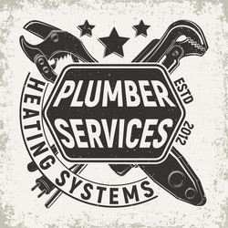 Vintage plumbers logo or emblem design Royalty Free Vector