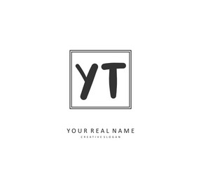Y t yt initial letter handwriting and signature Vector Image