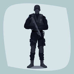 Three people of specialized tactical team Vector Image