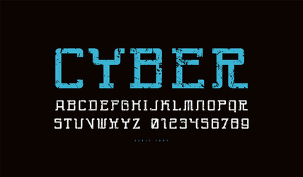 Cyber tech font contour scheme style Royalty Free Vector