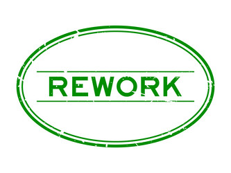 Grunge blue rework word square rubber seal stamp Vector Image