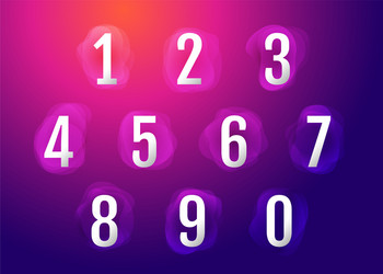 Number 1 to 10 on pink purple neon colors Vector Image