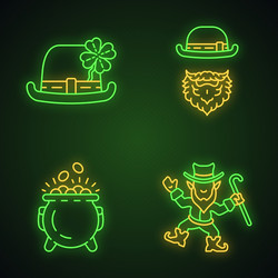 Patricks day neon sign patrick clover neon banner Vector Image