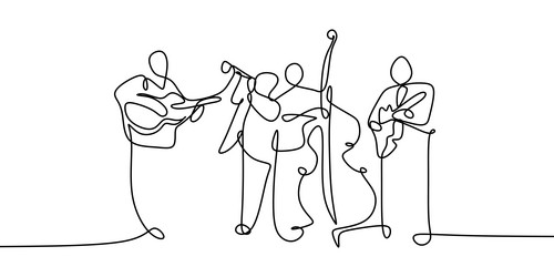 Continuous line drawing of jazz music Royalty Free Vector