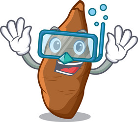 Thumbs up cassava root on the plate cartoon Vector Image