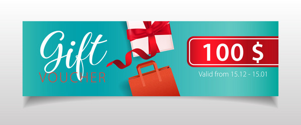 Gift voucher lettering with boxes Royalty Free Vector Image