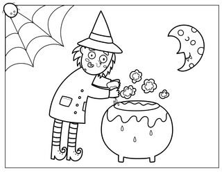 Witch Coloring Book Vector Images (over 2,100)
