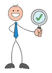 Approve stickman businessman carries check mark Vector Image
