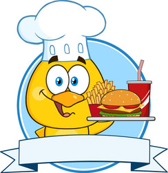 Chef yellow chick cartoon character Royalty Free Vector